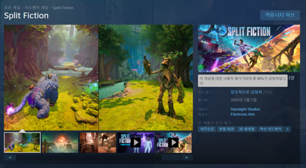 ‘스플릿 픽션’, 스팀 전세계 판매 1위·압도적 긍정적 등 강렬한 데뷔